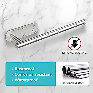 VMVN Paper Towel Holder Under Cabinet, Adhesive Wall Mount Paper Towels Holder,Kitchen Towel Holder, Stainless Steel Paper Holder for Kitchen Bathroom with Screws