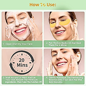 Under Eye Patches for Puffy Eyes Treatment 24 Pairs, 24K Gold Under Eye Masks for Dark Circles and Puffiness, Eye Gel Pads w/Collagen, Hyaluronic Acid, Rose Essence, Vitamins for Eye Bags Treatment