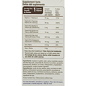 Bedoyecta Multivitamin Contains Iron, Folic Acid, Vitamin C, B1, B2, B9, and B12, 30 Count