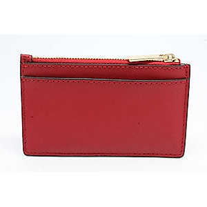 Michael Kors Jet Set Travel Top Zip Card Case Wallet Coin Pouch Chili Red