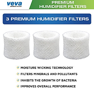 VEVA 3-Pack Premium Humidifier Filters - Replacement for HW Filter E, HC-14, HCM-6009, HCM-6011, HEV680, HEV685 Series, Long-Lasting
