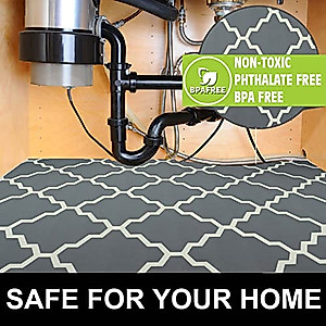 AiBOB Under The Sink Mat, 24 X 36 in, Durable Premium Mats Protect Kitchen and Bathroom Cabinets, Waterproof Absorbent Shelf Liner, Grey