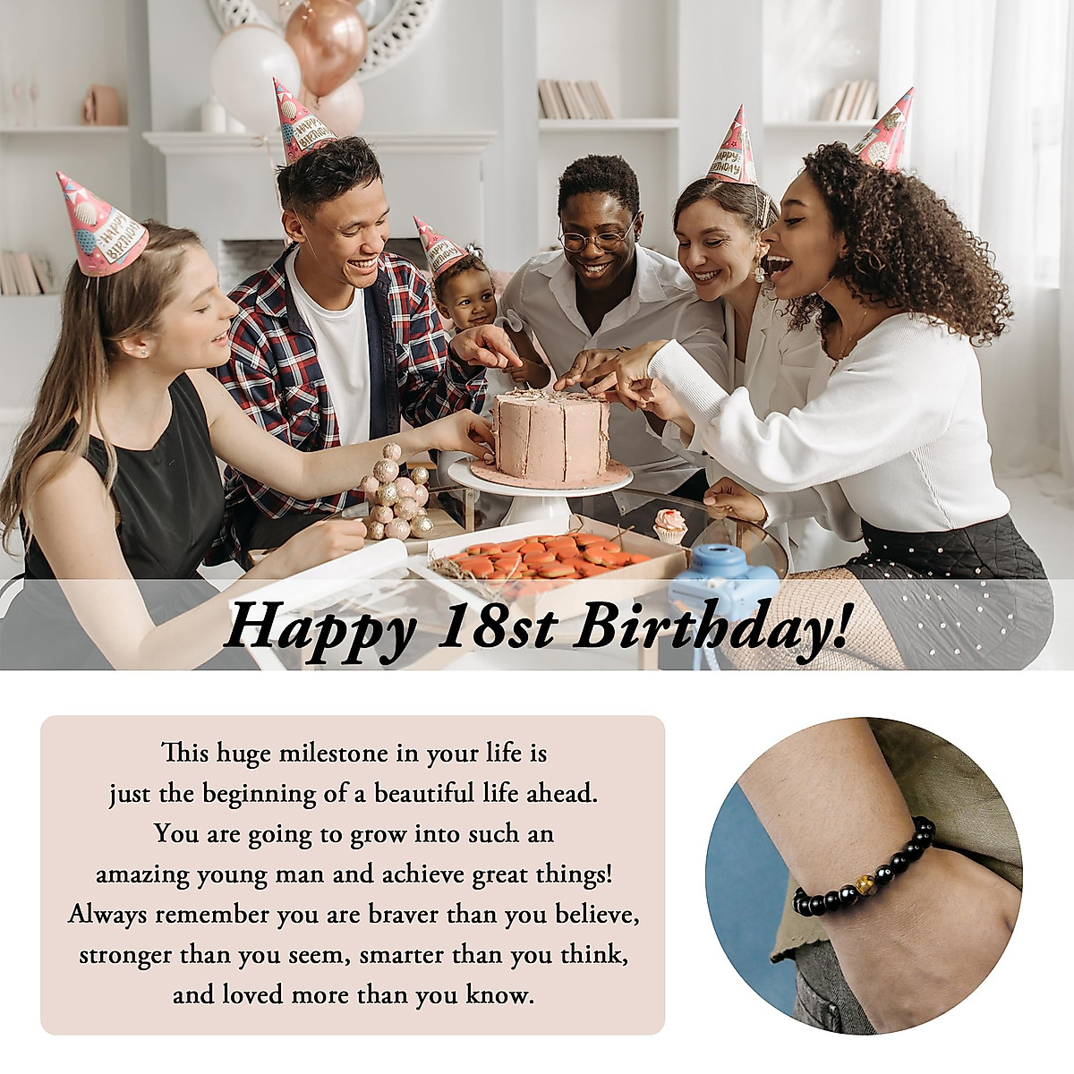 Sereney Happy 18th Birthday Gifts for Boys, Triple Protection Bracelet As Cool Gifts for 18 Year Old Boy, 18th Bday Decoration Jewelry As Gifts for Him Boys Men Male Son Grandson Friend Birthday