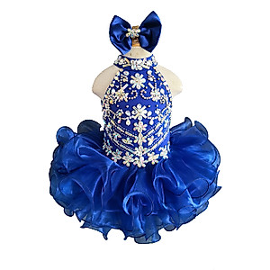 Jenniferwu G284-6 Infant Toddler Baby Newborn Little Girl's Pageant Party Birthday Dress Blue Size 18-24M