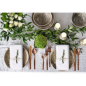 Cotton Cloth Dinner Napkins Oversized 20x20-Cotton Flax Fabric with Lace & Tailored with Mitered Corners-Ideal for Events and Regular Use-White Set of 4