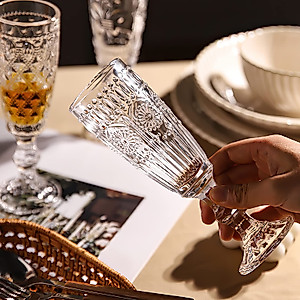 Kingrol 6 Pack 5 Ounces Glass Champagne Flutes, Vintage Sparkling Wine Glasses for Champagne, Cava, Prosecco