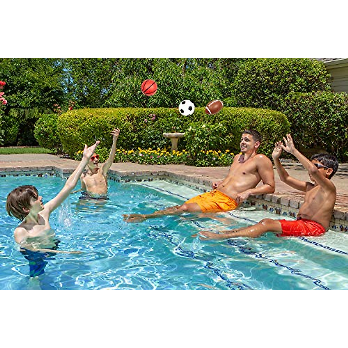 Poolmaster Waterproof Sport Game Balls (Football, Basketball, Soccer Ball) for Kids (Pack of 3), Traditional Colors, Model Number: 72731