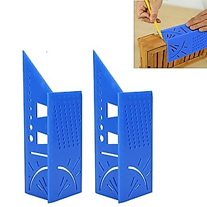 Agatige 2PCS Saddle T Square Ruler, Saddle Layout Square Gauge Plastic 45/90 Degree Angle T Ruler 3D Mitre Angle Protractors Woodworking Measuring Tools for Carpenter, Blue
