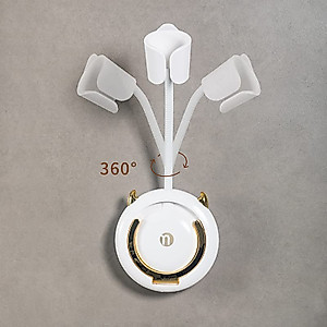 JARPSIRY 360° Adjustable Hands Free Hair Dryer Holder, Wall Mounted Blow Dryer Stand Rack with Cable Hanger, Flexible Lazy Hair Dryer Holder Bathroom Organizer