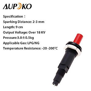 Aupoko Piezo Spark Ignition, One Outlet Plug Push Button Ceramic Spark Kitchen Lighter with High Resistance, Fits for Gas Fireplace/Gas Oven/Gas - 2 PC