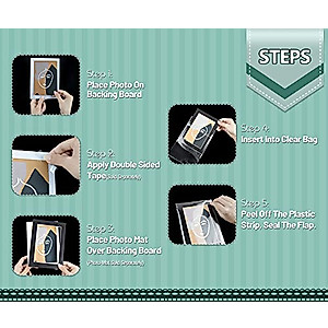 Golden State Art, Pack of 100, 5 1/4 X 7 1/8 inches Crystal Storage Bags - Acid-Free Clear Sleeves - Fit for 5x7 Photo Framing Mats Gifts (NS1)