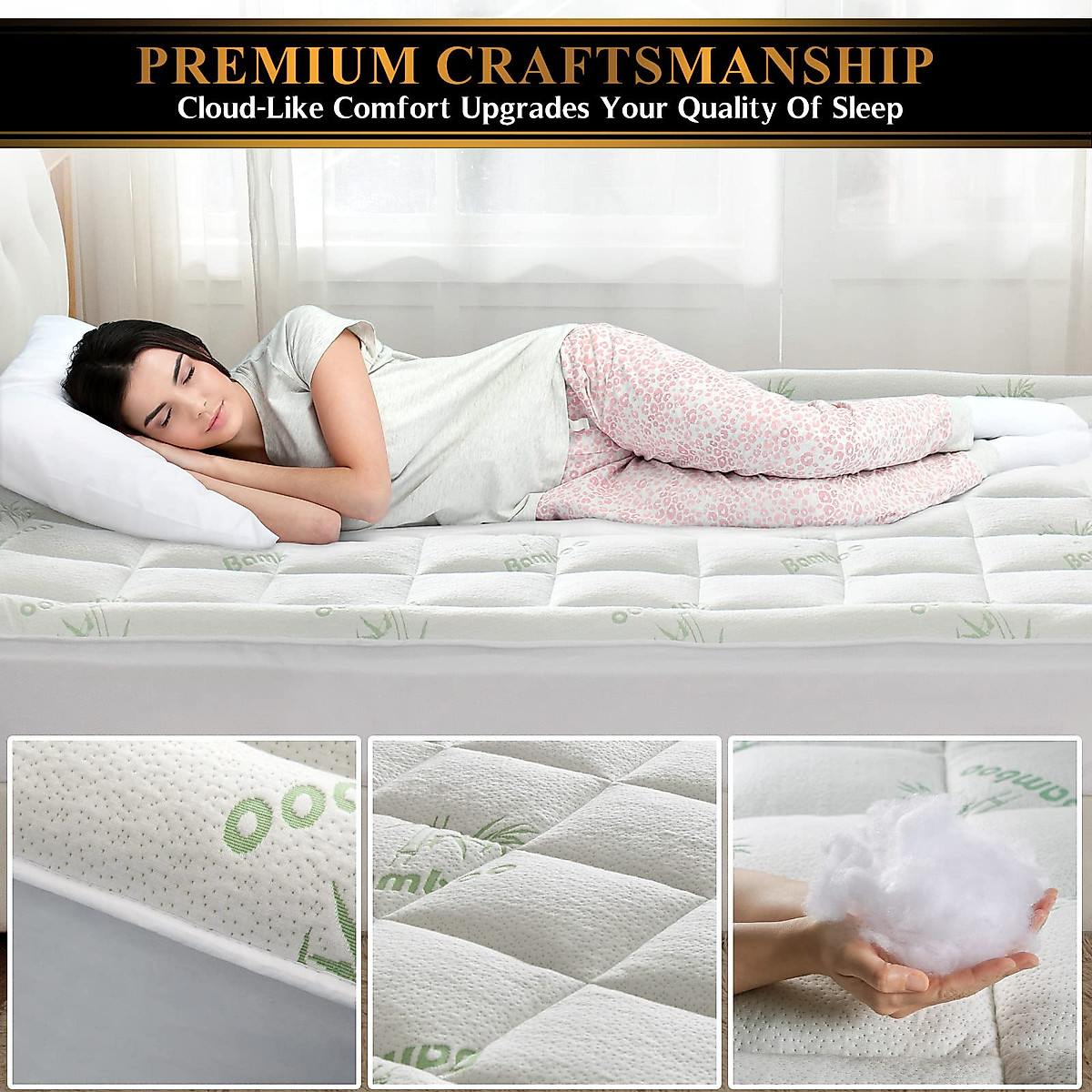 Mattress Pad Full Size, Cooling Mattress Protector Pillow Top Cover Pad with 6-22 Inches Deep Pocket, Breathable Mattress Cover with Down Alternative Fill