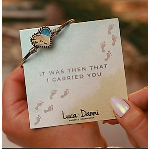 Luca + Danni Footprints in the Sand: Artisan Metal Bangle Bracelet - Religious Stackable Women's Jewelry Gifts | Silver, Regular