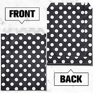 400 Pcs 5 x 7 Inch Paper Treat Bag Black and White Candy Bags Disposable Flat Paper Small Cookie Buffet Snack Packaging for Baked Goods Wedding Food Sandwich