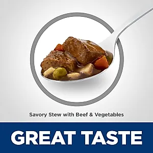 Hill's Science Diet Adult 1-6, Adult 1-6 Premium Nutrition, Wet Dog Food, Beef & Vegetables Stew, 12.8 oz Can, Case of 12
