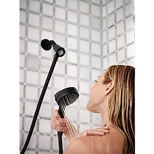 Moen Engage Magnetix Matte Black 3.5-Inch Six-Function Detachable Handheld Showerhead with Magnetic Docking System, 26100BL