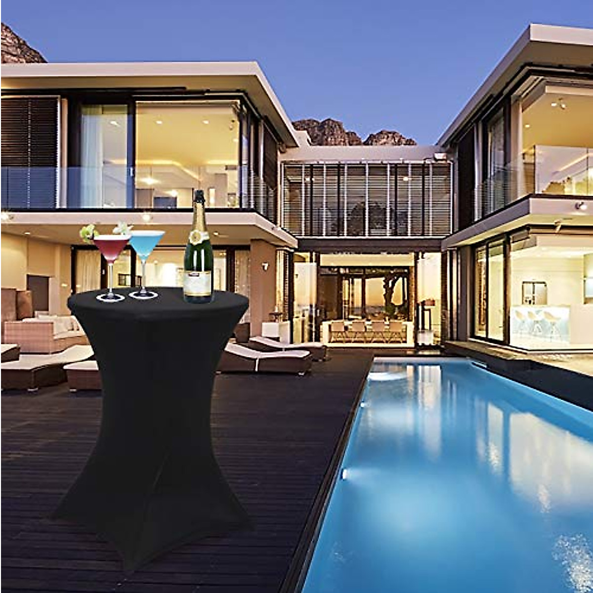 Obstal Cocktail Table Covers Stretch Spandex Black Cocktail Table Cover Cloth for Wedding, Banquet and Party (30"-32" Diameter x 42" Height,1Pc)