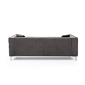 TZXTW Modern Velvet Sofa Set, 5 Seater Couch Sofa with 2-seat Loveseat and 3-seat Sofa, Convertible Sectional Sofa with Jeweled Buttons and 4 Pillows, for Living Room,Office,Apartment,Studio,Grey