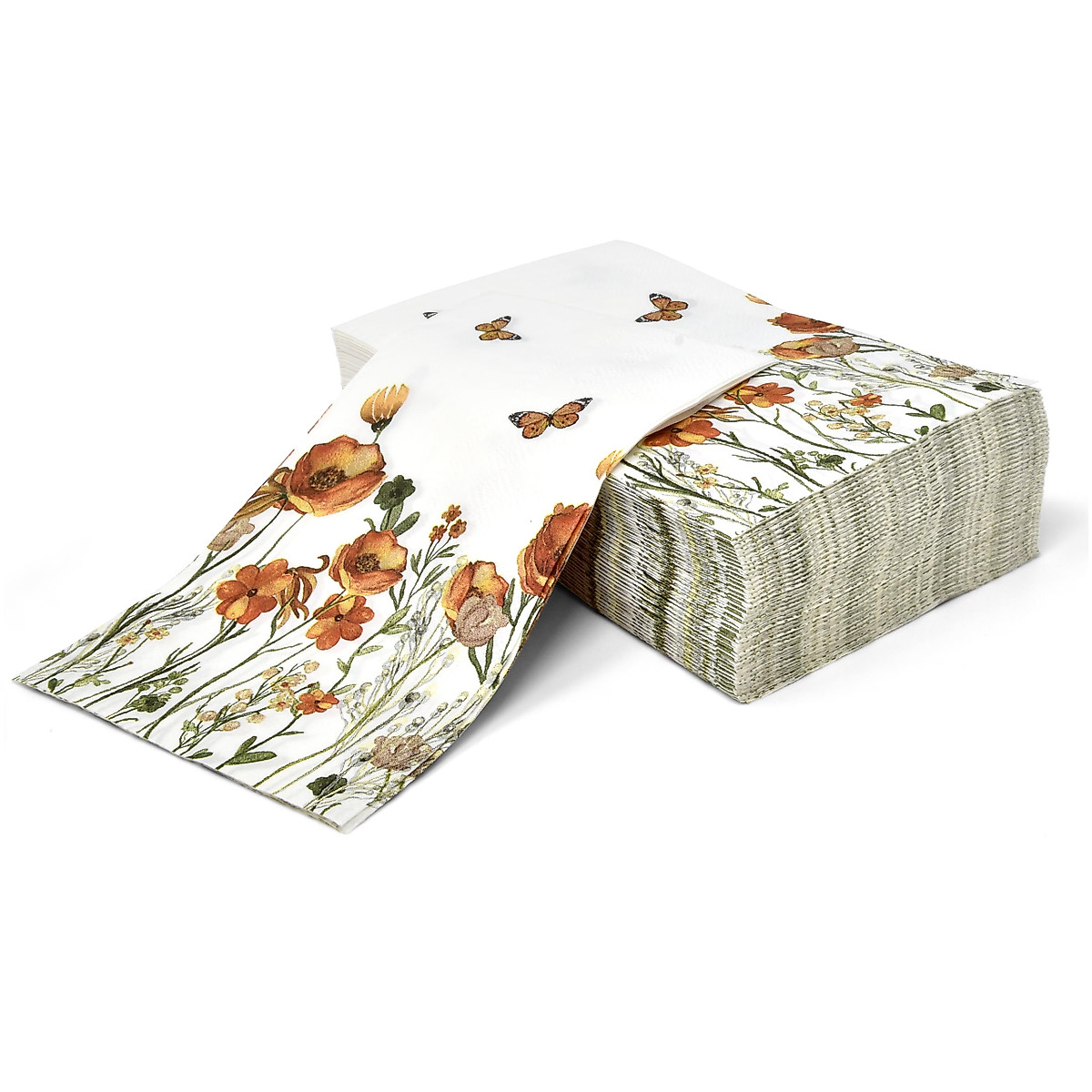 Gift Boutique 100 Thanksgiving Fall Floral Guest Napkins Decorative Hand Towels Disposable Paper Harvest Flower Napkins For Autumn Wildflowers Bathroom Toilet Powder Room Wedding Birthday Dinner