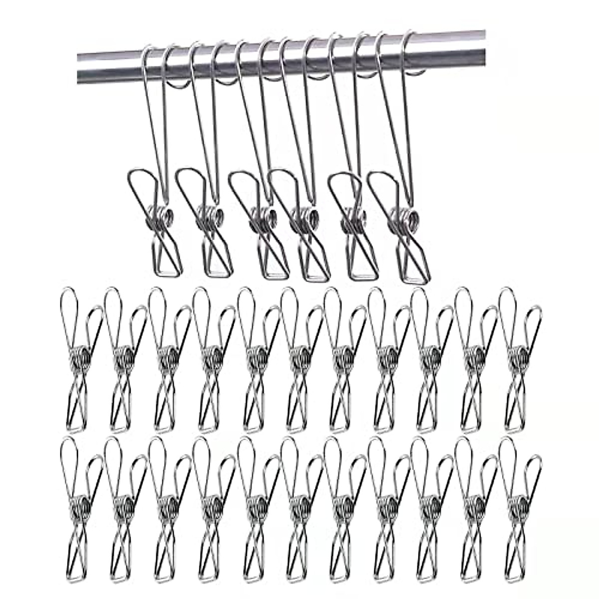 Clothes Pins Metal Clips Heavy Duty: Stainless Steel Clothespins Laundry Clips & Hanging Clips Durable Clamp Clothes Pegs for Outdoor Clothesline Home Kitchen Travel Office Photos Food Bag