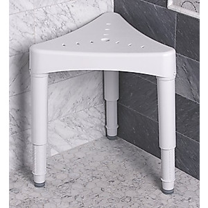 SP Ableware Corner Shower Seat with Adjustable Legs - White (727160000)