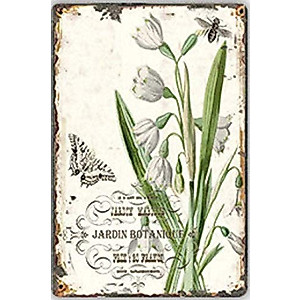 Flower Floral Shabby Chic Metal tin Sign Retro Flower Plant Metal tin Sign Wall Art Rustic Tray Plaque Garden House Sign 8 X 12inch
