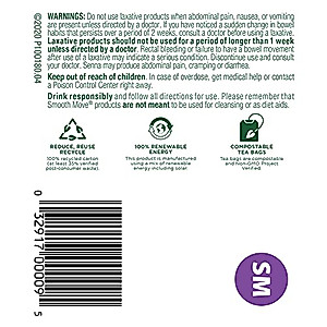 Traditional Medicinals Organic Smooth Move with Senna Herbal Tea, Relieves Occasional Constipation, (Pack of 2) - 32 Tea Bags Total