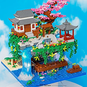 TzFioy Peach Blossom Spring Utopia Building Blocks Set (3661Pcs) Famous Chinese Fable Architecture with 2 Figures & String Lights Educational Toys Micro Bricks for Kids Adults
