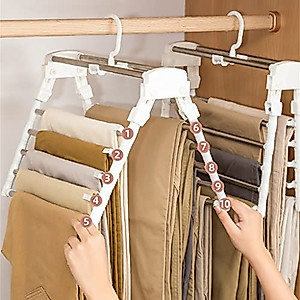IULJH Multifunctional Telescopic Folding Trousers Hanger Multi-Layer Seamless Household Magic Trousers Clip
