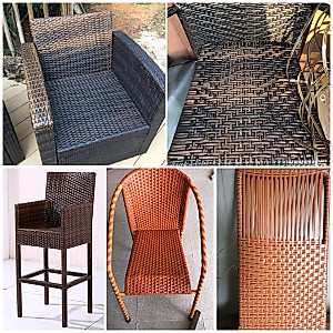 ECYC Ltd 8mm Wide Flat Rattan Wicker Furniture Repair Material, Synthetic Rattan Weaving Material Plastic Woven Rattan for Repair Fixing Patio Furniture, Table Chair, Storage Baskets, DIY Crafts