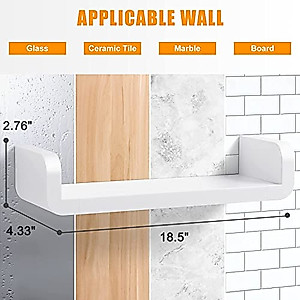 ELUCHANG Floating U Shelves Wall Mount,Bathroom Organizer Non-Drilling,Shelves Decoration Display Storage Pictures Shelves for Home Kitchen Office,Set of 3