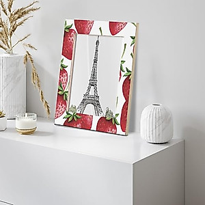 Pardick Fresh Strawberry 8x10 Picture Frame, Watercolor Fruit Red Wooden Photo Frames for Tabletop and Wall Display, Picture Frame Home Office Decor