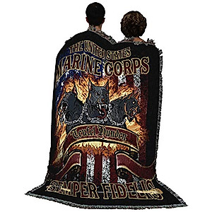 Pure Country Weavers US Marine Corps - The Devil Dog Semper Fidelis Blanket - Gift Military Tapestry Throw Woven from Cotton - Made in The USA (72x54)