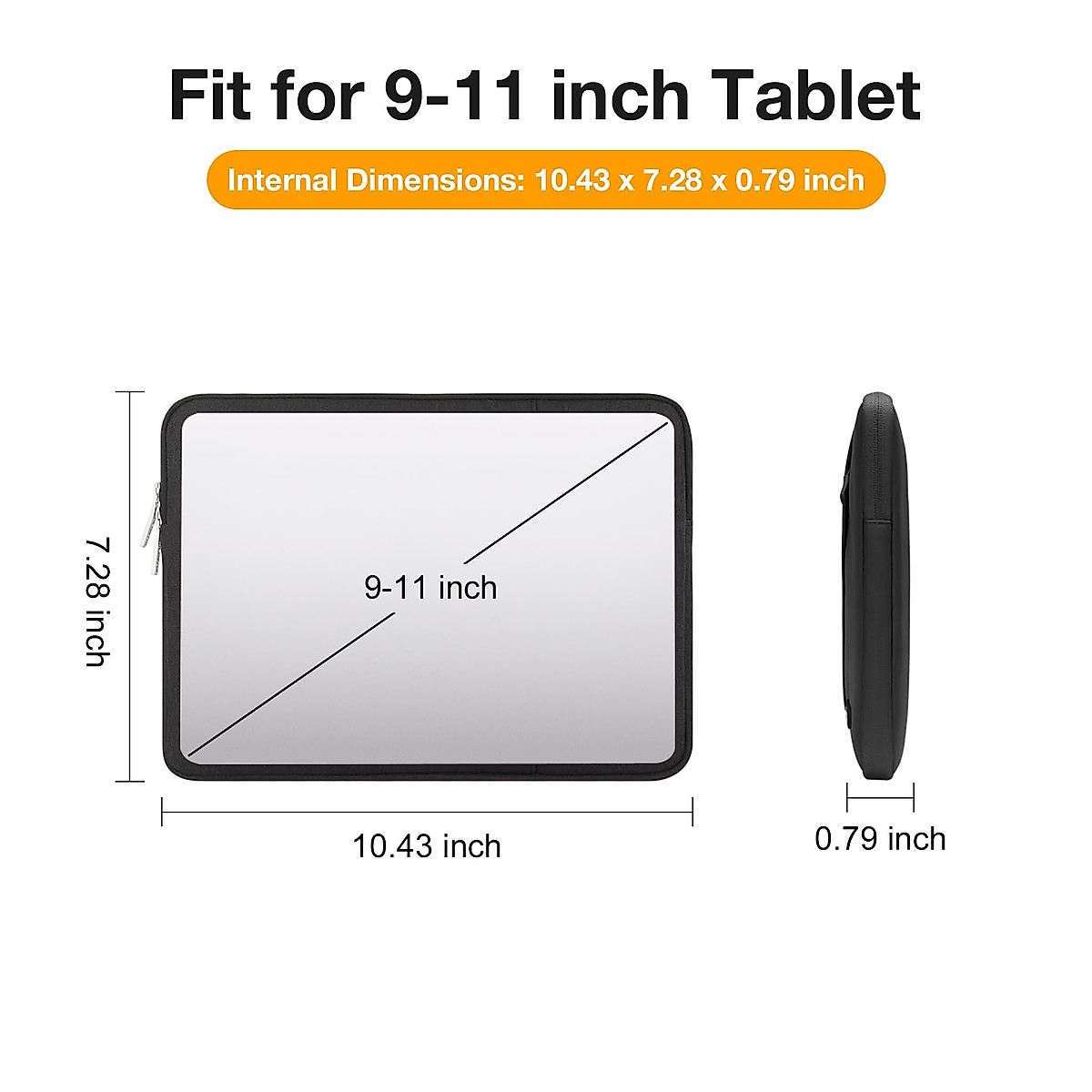 MOSISO Tablet Sleeve Case Compatible with iPad 10th 10.9 inch 2022 / iPad Air 5th 10.9 / iPad Pro 11 M2 / iPad 9/8/7 10.2 / iPad Air 4 10.9/Air 3 10.5 / iPad 9.7, Polyester Vertical Bag, Space Gray