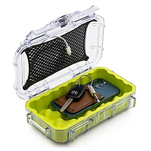 Evergreen 56 Clear Waterproof Dry Box Protective Case Colored Rubber Insert - Travel Safe/MilSpec/USA Made - Tackle Organization of Cameras, Phones, Camping, Fishing, Travel, Water Sports (Green)