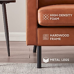 Z-hom 70" Top-Grain Leather Sofa, 2-Seat Upholstered Loveseat Sofa Modern Couch, Luxury Classic for Living Room Bedroom Apartment Office