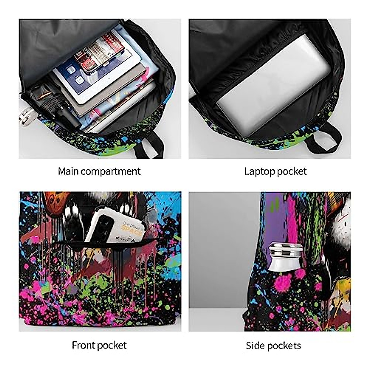 dreambest Panda Retro 3 Piece Large Capacity Backpack Set With Lunch Bag & Pencil Case, Perfect For Travel