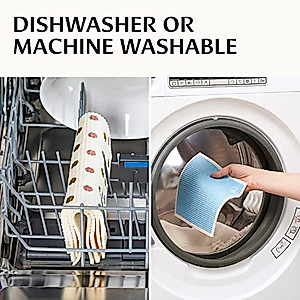 BELLE TERRE Roll-Up Dish Drying Rack & Swedish Dish Cloth Set - Space-Saving Sink Rack (17.5" x 12.8") with Utensil Tray & Reusable Absorbent Cloths - Solid Steel Construction & Cellulose Material