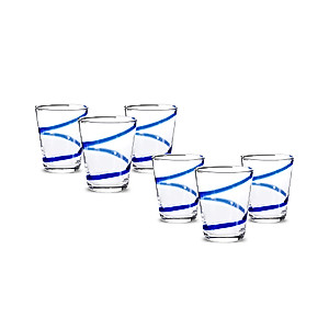 Impulse Crazy Rocks Hand-Crafted Glass, Blue, Set of 6
