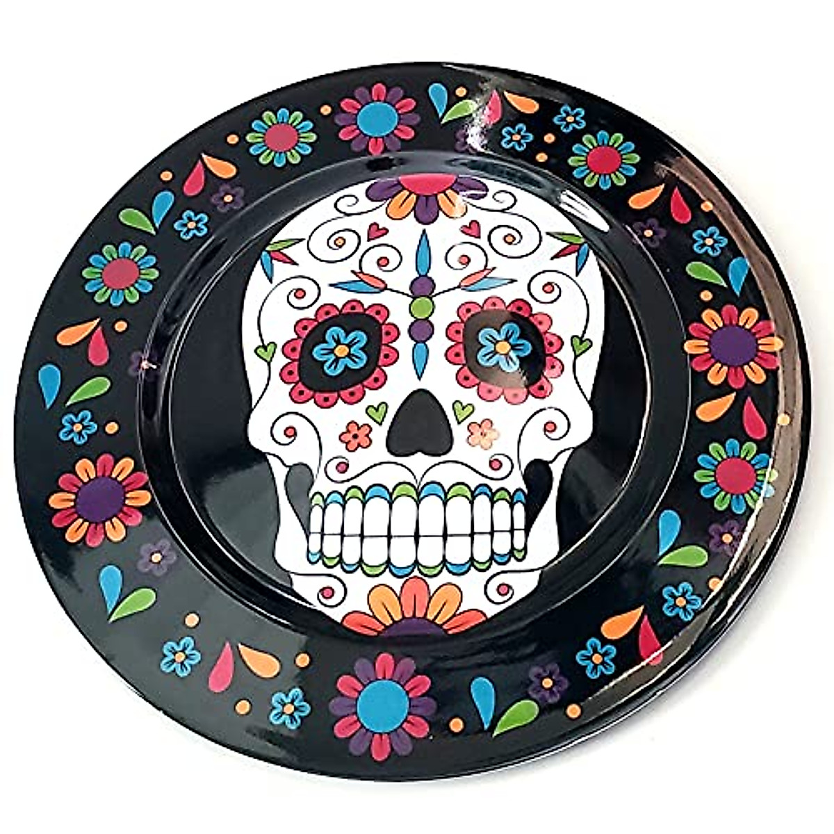 Day Of The Dead Sugar Skull Large Serving Platters Charger Plates, Set of 2, Multicolor, 13x13