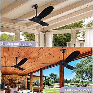 70 Inch Rustic Outdoor Ceiling Fans for Patios Waterproof, Black No Lights Damp Rated 3 Blade Large Airflow Indoor Outdoor Large Ceiling Fan for Exterior House Porch Gazebo