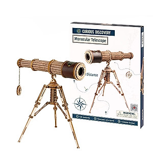Rowood Telescope 3D Puzzles for Adults, DIY Wooden Model Building Kit, Christmas Birthday Gift for Kids Teens