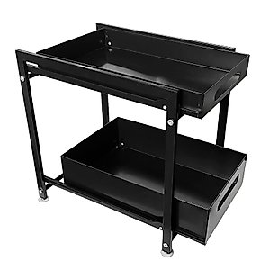 Under Sink Organizer and Storage - PFDHQS Upgraded All Metal, 2 Layers Pull-Out, Large Capacity - Ideal for Bathroom and Kitchen Cabinet Organization and Storage (Black-1Piece)