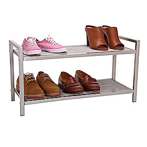 Household Essentials, Nickel 2 Tier Metal Mesh Shoe Rack
