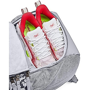 Under Armour Unisex-Adult Utility Baseball Backpack Print, (036) Steel / / Metallic Gold, One Size Fits All