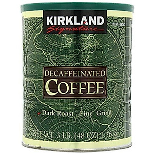 Kirkland Signature 100% Colombian Dark Roast Decaffeinated Ground Coffee, 3 Pound (Pack of 2)