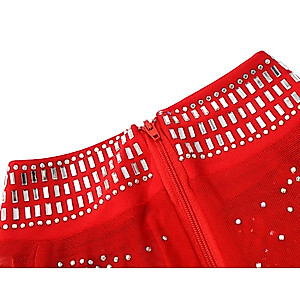 Molilove Women's Sexy Jumpsuit Elegant Long Sleeve Bodycon Sheer Mesh See Through Rhinestone Casual Loose Jumpsuits