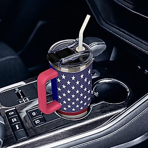 U.S.A Kansas State Flag 40oz Water Bottle Double Wall Insulated Tumbler with Handle Leakproof Travel Mug Light Rose Red-style