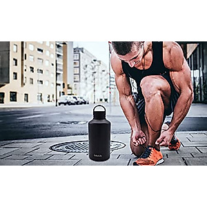 Insulated Water Bottle with Wide Mouth Lid Stainless Steel Double Wall Vacuum Hot/Cold Water Bottle 64oz (Picture)