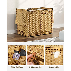 Greenstell Laundry Hamper with Lid and 2 & 1 Removable Liner Bags, No Install Needed, 130L Collapsible Laundry Basket, Wicker Clothes Hamper with Handles, Hamper for Bedroom, Bathroom, Goose Yellow